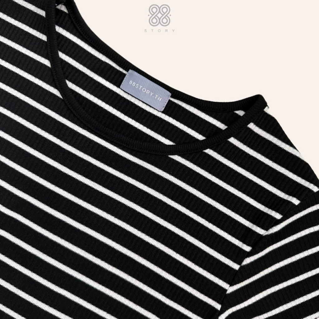 88story.th - Bobby top พร้อมส่ง เสื้อคอกลม ผ้าร่องลายทางริ้วขาวดำ งานสวยมาก ผ้าไม่ต้องรีดเลย ...