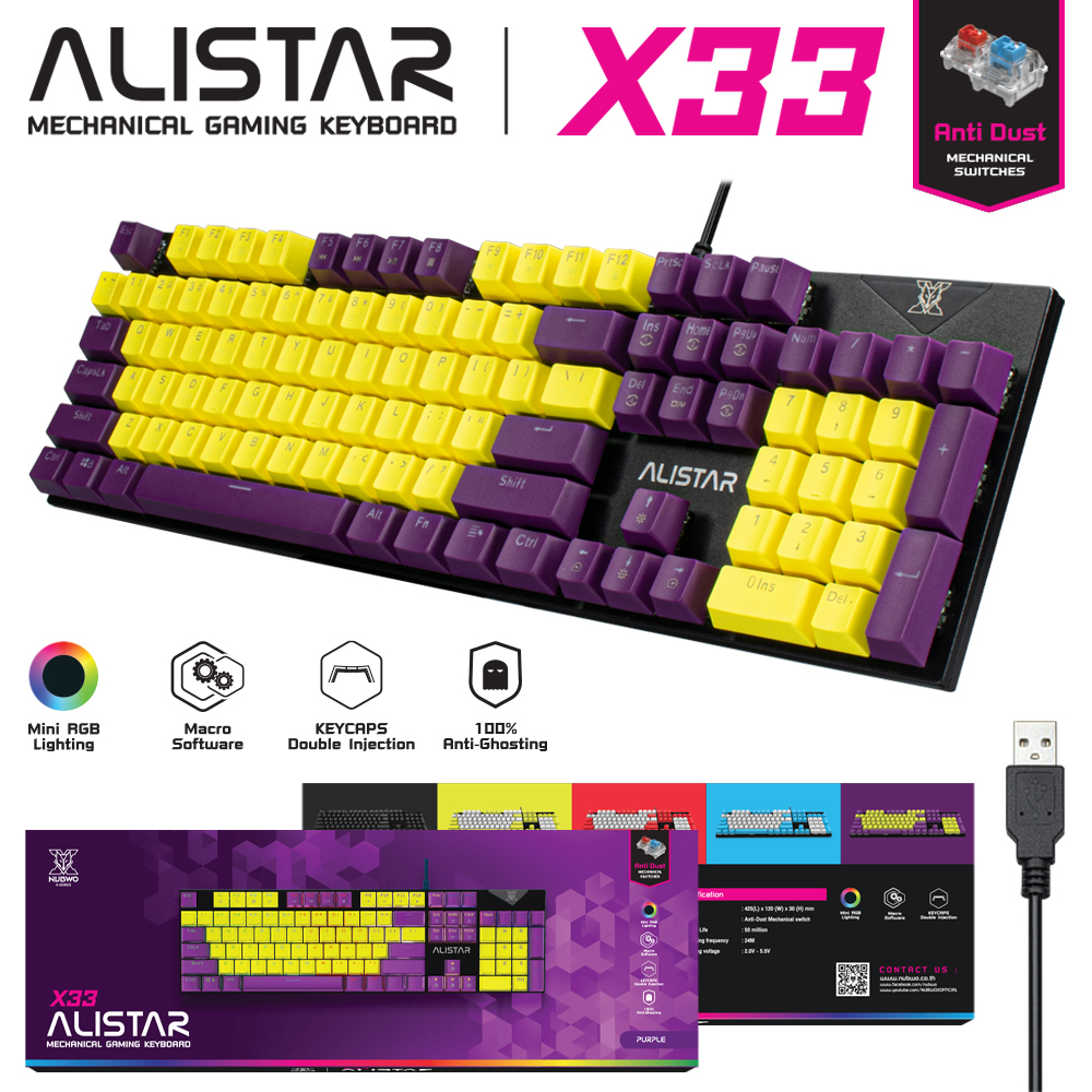 NUBWO ALISTAR X33 Ciy คีย์บอร์ดเกมมิ่ง คีย์บอร์ดGaming Keyboard Mechanical Switch | Shopee Thailand