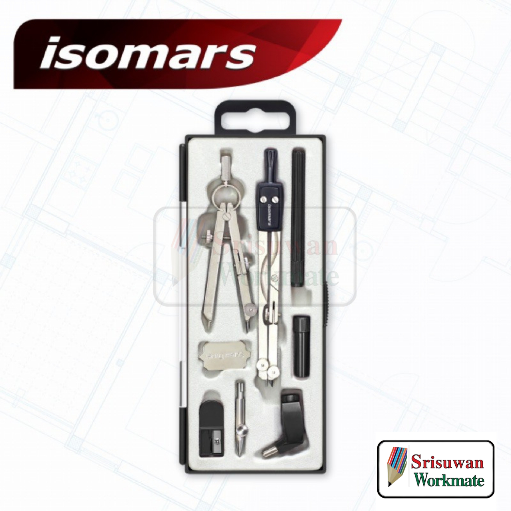 Isomars ISM-CS08 ชุดวงเวียนเขียนแบบ 8 ชิ้น วงเวียน เขียนแบบ ครบชุด ...
