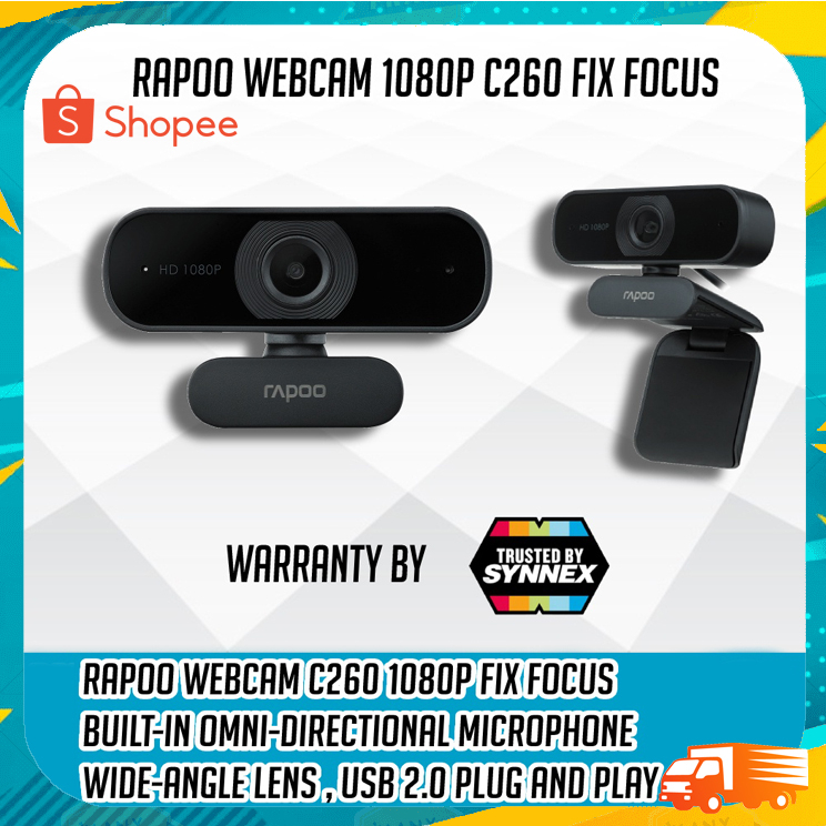 RAPOO WEBCAM C200 HD 720P / Rapoo C260 USB Full HD 1080P Webcam Black ...