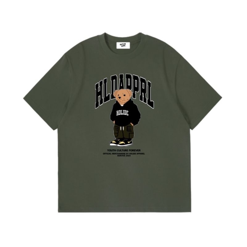 LAYLY เสื้อยืดโอเวอร์ไซส์ลายหมีฮู้ดดี้ อก44-46นิ้ว (ป้าย Qotton Land ...