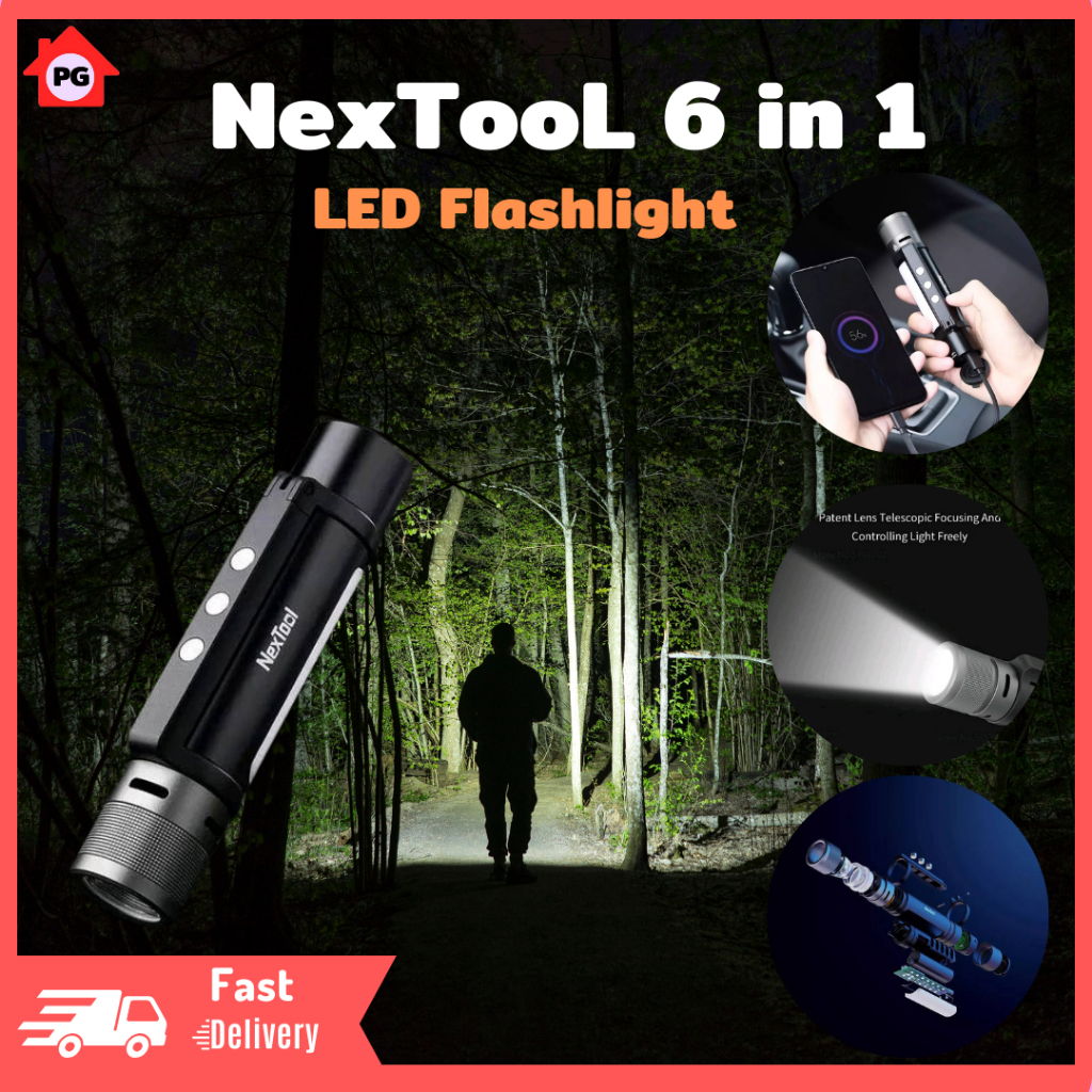 NexTool ไฟฉาย ไฟฉายฉุกเฉิน ไฟฉายตั้งแคมป์ 6in1 LED Flashlight Ultra ...