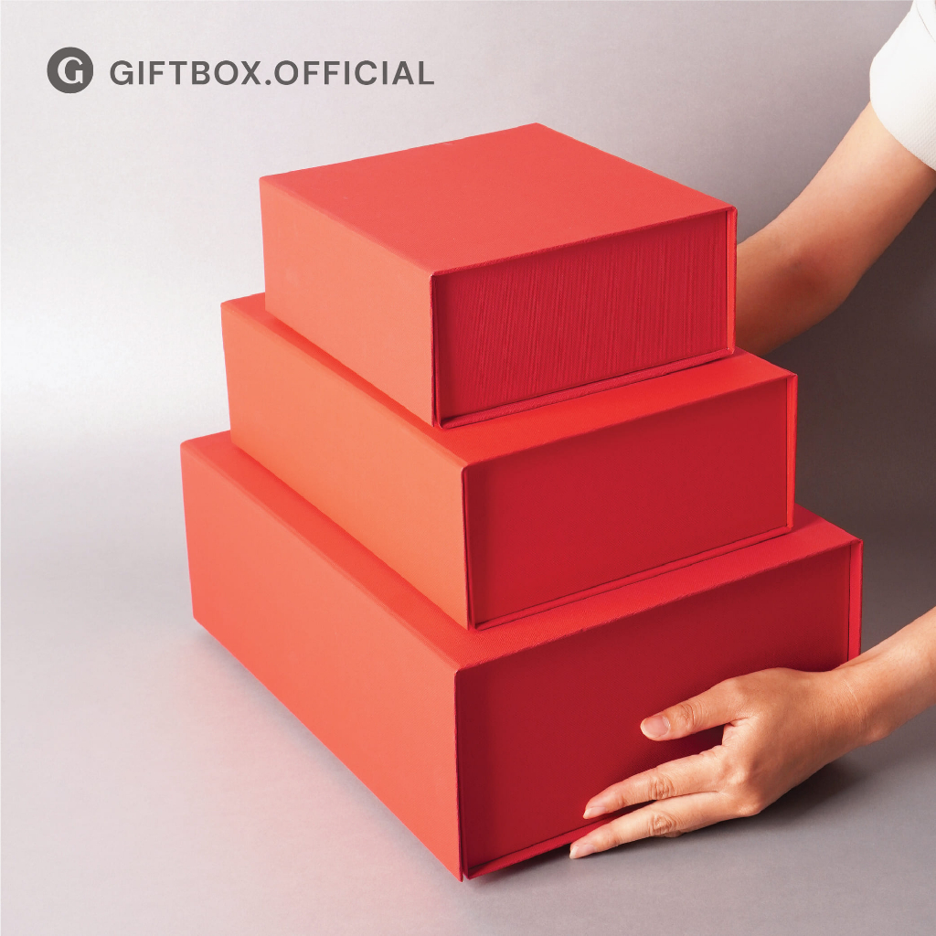 Gift box - Magnetic foldable box - Red กล่องพับได้ กล่องแม่เหล็ก ...