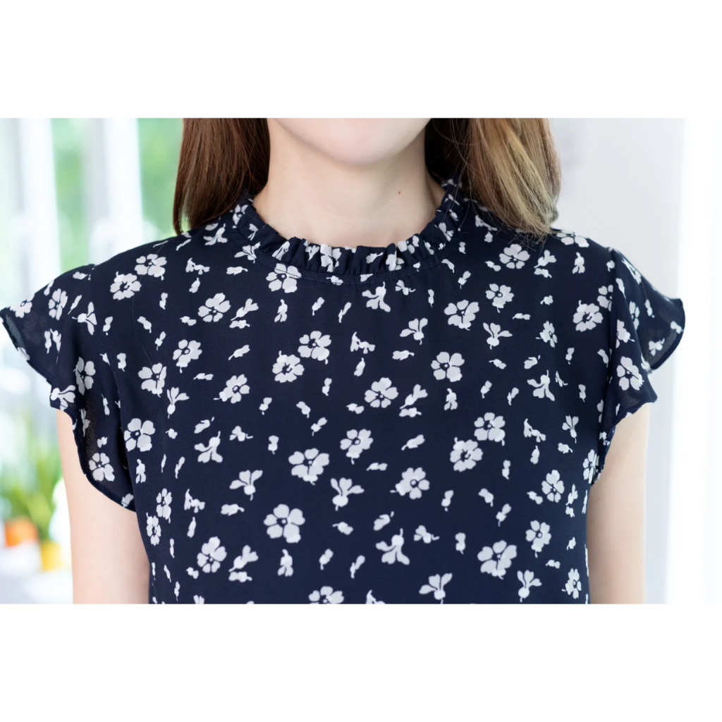 RE ️Narinari : MT2711 Ruff Collar Frill Sleeve Blouse เสื้อแขนกุดแต่ง ...