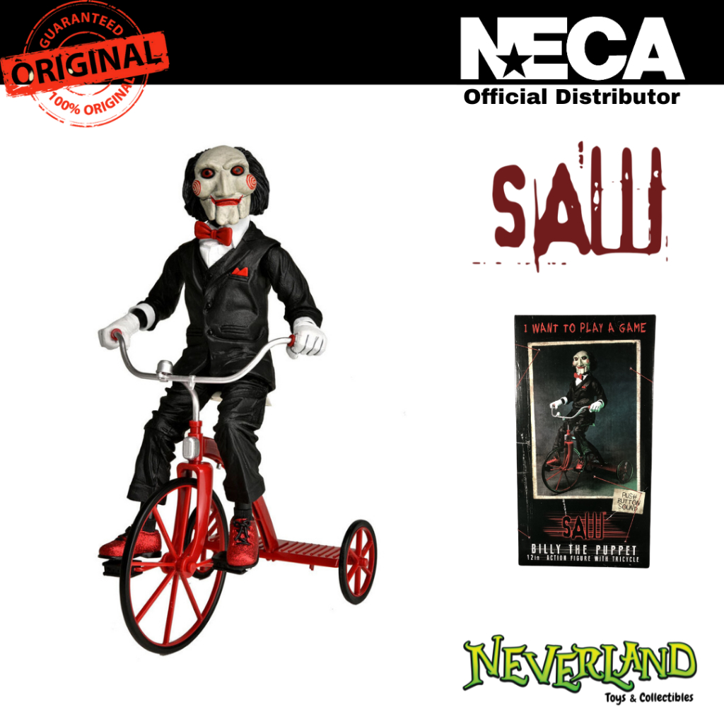 NECA Saw Billy the Puppet With Sound Riding Tricycle 12” Action Figure ...