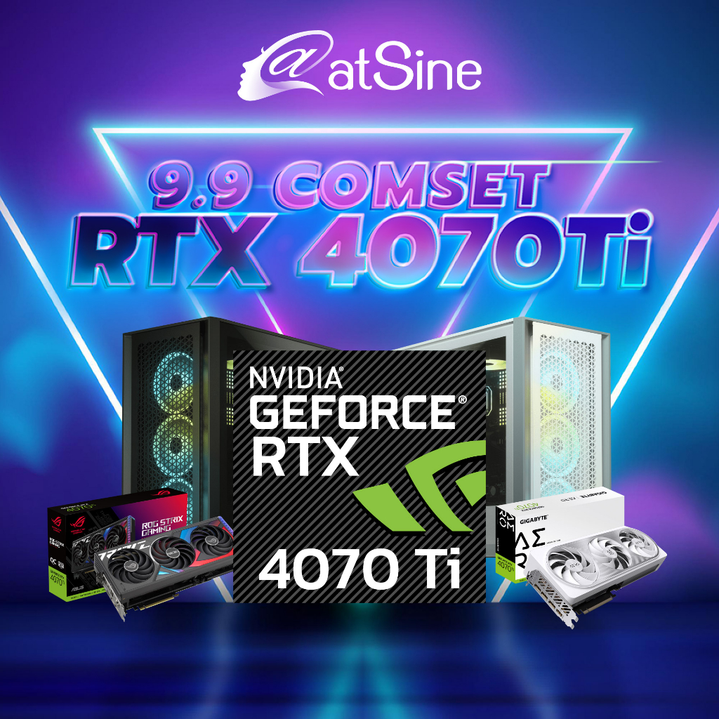 [11.11 BIG SALE] atSine 9.9 Comset RTX 4070 Ti เลือก CPU ได้ (i3 , i5 , i7, i9) โทนสีขาว&ดำ จัด ...