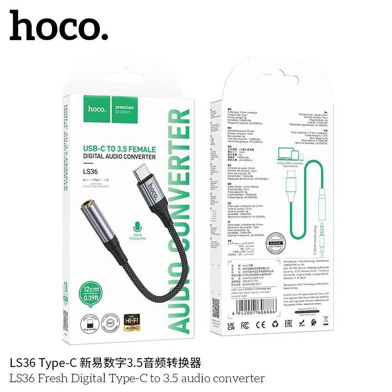 Hoco LS36 อะแดปเตอร์สาย AUX USB to 3.5 mm / Type_C to 3.5mm ตัวแปลง ...