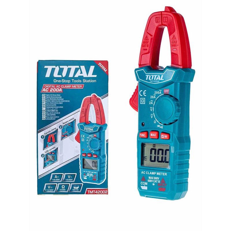 TOTAL ดิจิตอลแคลมป์มิเตอร์ TMT42002 Digital AC Clamp Meter | Shopee ...