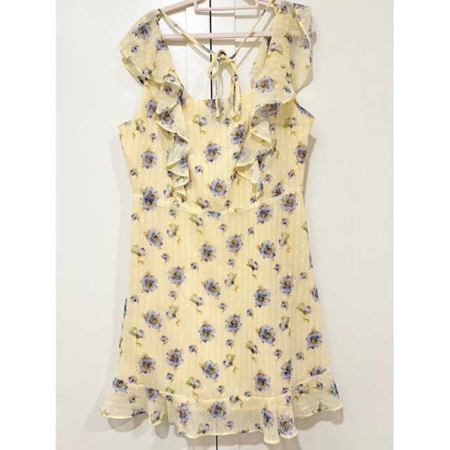 ส่งต่อ pomelo mini floral yellow ruffle dress | Shopee Thailand