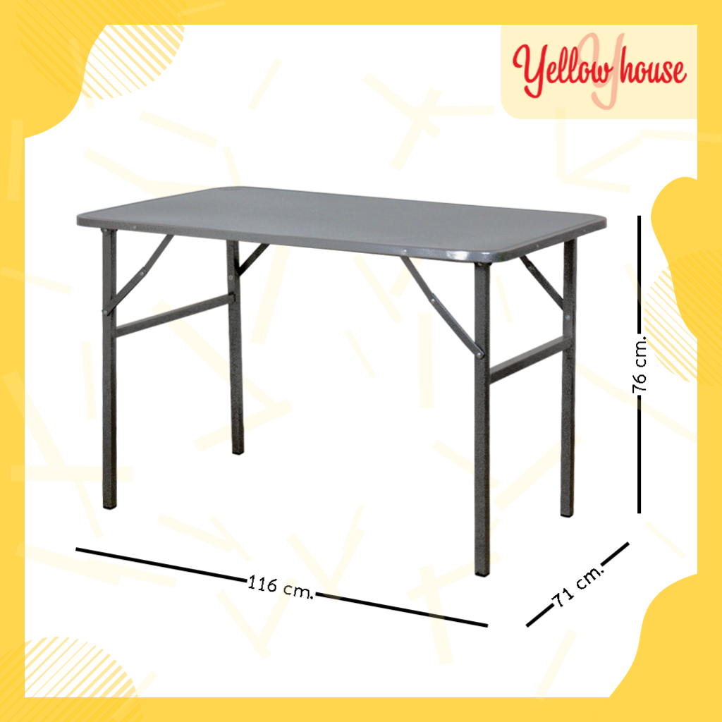 YellowHouse โต๊ะหน้าเหล็ก ขาสวิง พับเก็บได้ ขนาด 4ฟุต รุ่นขาสี่เหลี่ยม และ ขากลม | Shopee Thailand