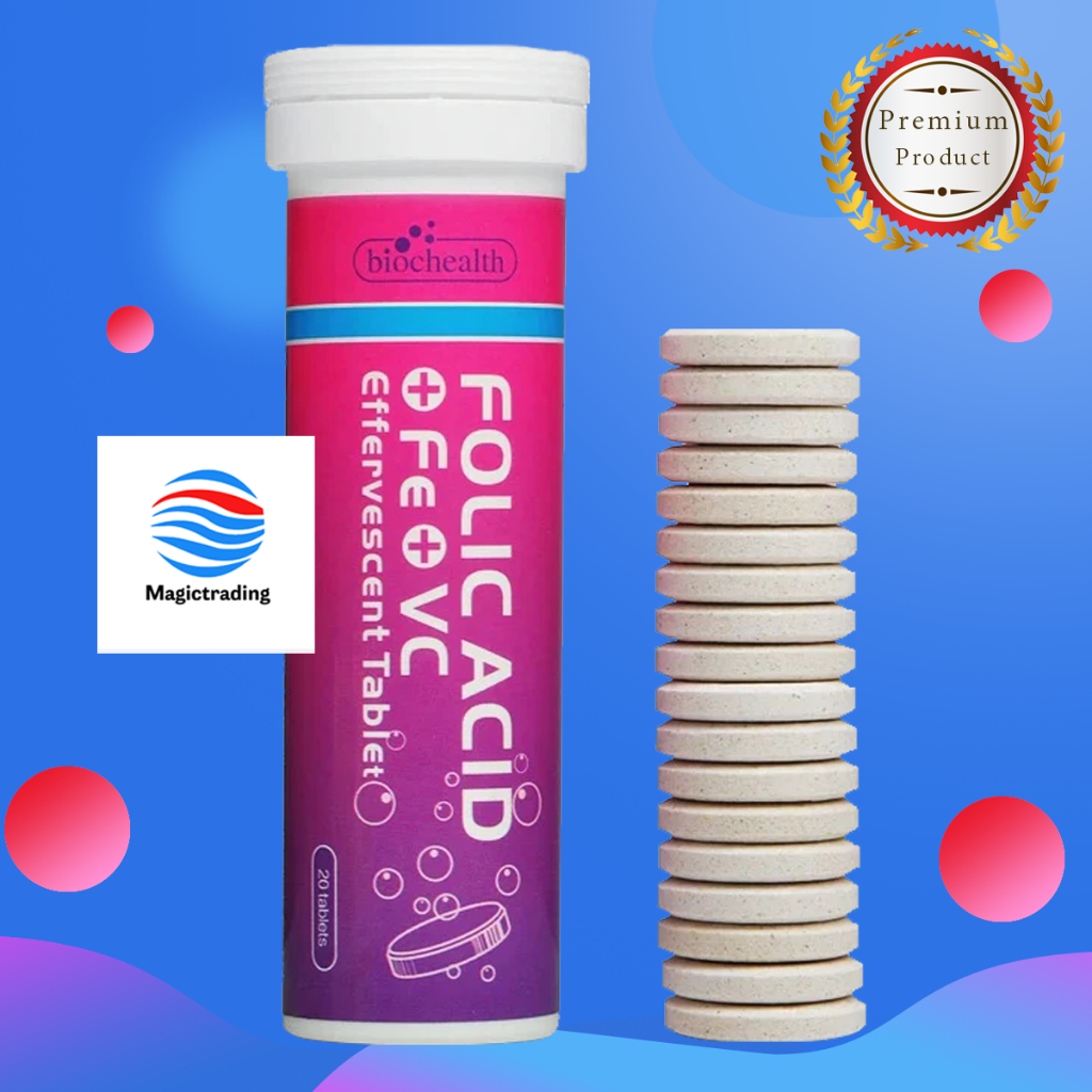 BIOCHEALTH Folic Acid +Fe+Vc / 20 Effervescent tablet | Shopee Thailand