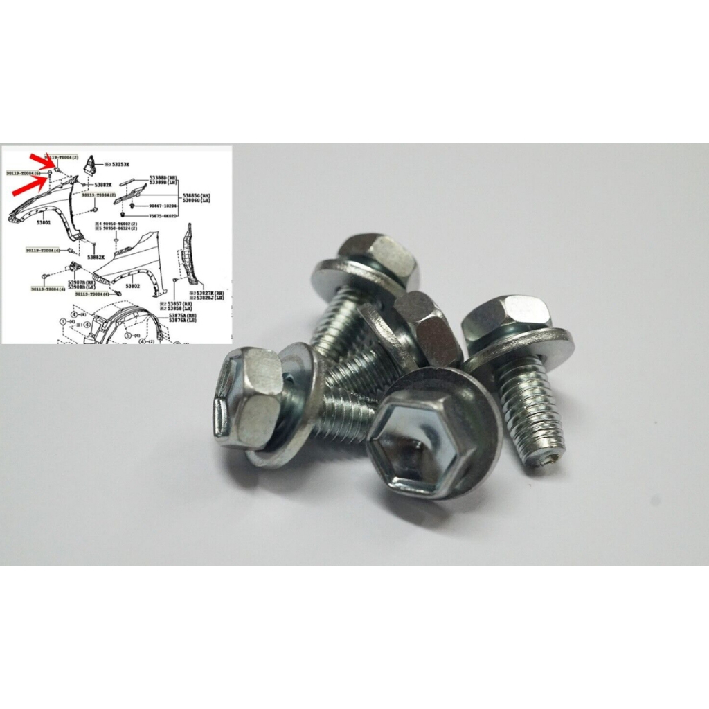 น๊อต ยึดกันชนหน้า โตโยต้า BOLT,W/WSH TOYOTA 90119-T0004 | Shopee Thailand