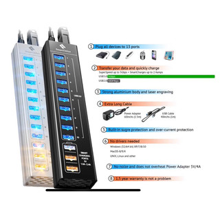 Smart Deluxe 13-Ports Aluminium USB Hub มือสอง สภาพดีมาก | Shopee Thailand