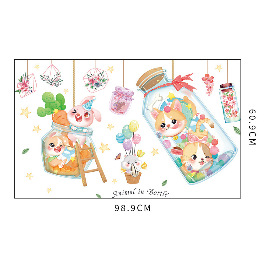สติ๊กเกอร์ลายการ์ตูน สัตว์โลก ABC ยูนิคอน สําหรับติดตกแต่งผนังห้อง ตก ...