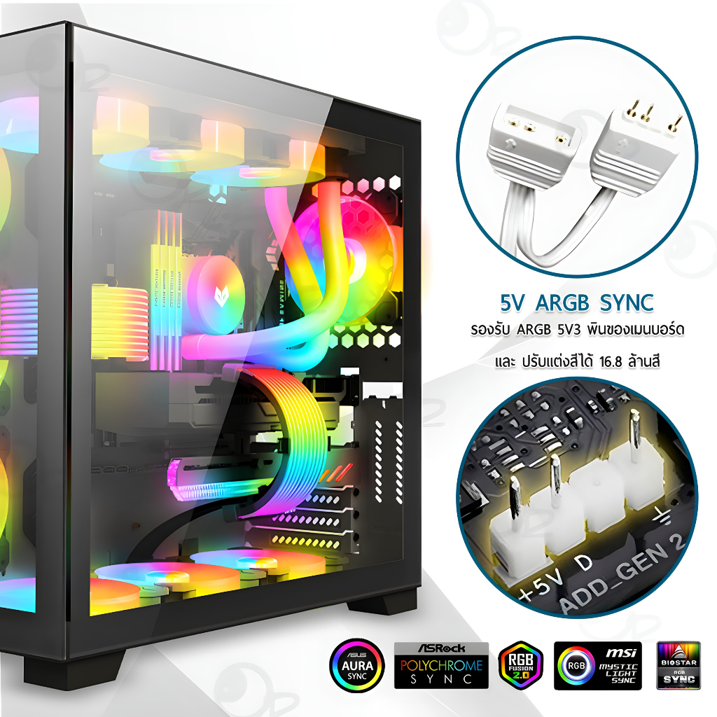 9Gadget - แถบไฟแบ็คไลท์ RGB LED สายเคเบิ้ลซิลิโคนสายไฟ เมนบอร์ด การ์ดจอ ...