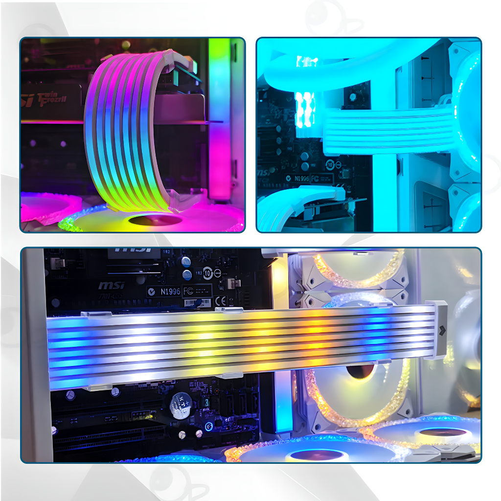 9Gadget - แถบไฟแบ็คไลท์ RGB LED สายเคเบิ้ลซิลิโคนสายไฟ เมนบอร์ด การ์ดจอ ...