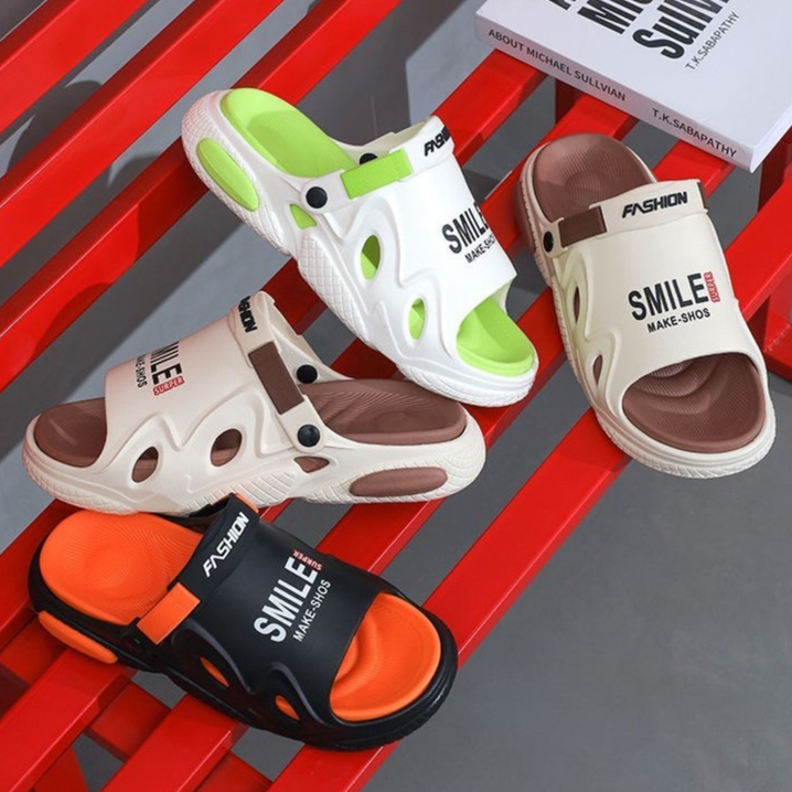 SHO-M-9911 รองเท้าแตะผู้ชาย แบบสวม มีสายรัดส้น วัสดุยาง ใส่สบาย แตะส้น ...