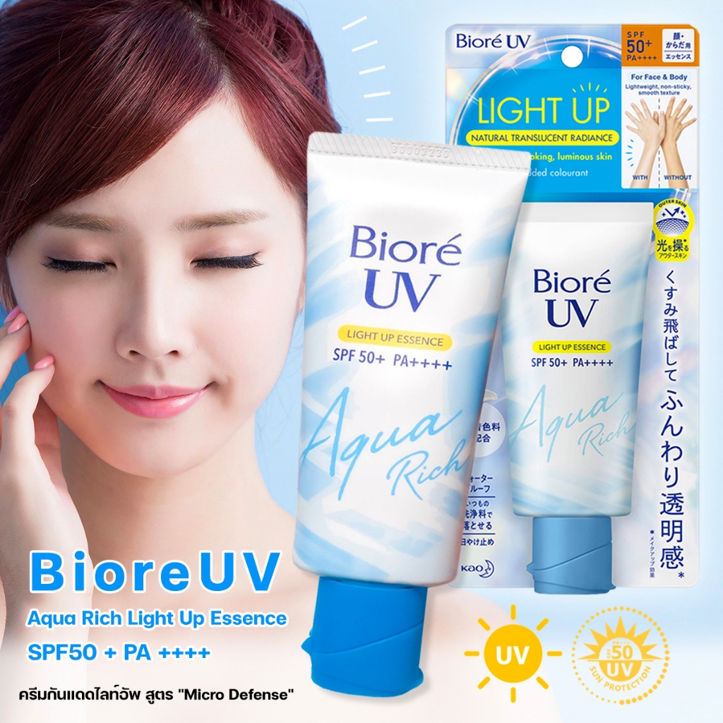 NEW ++ กันแดดไลท์อัพ โทนอัพ ปรับสีผิวทันที Biore UV Aqua Rich Watery ...