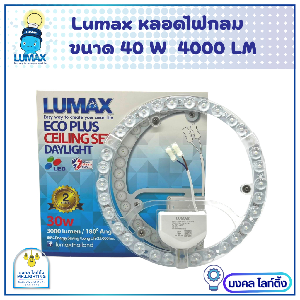 LUMAX หลอดไฟ LED ชุดหลอดกลมไส้โคมซาลาเปา ลูแมกซ์ มีขนาด 20W / 30W ECO PLUS Cleling set LED ...