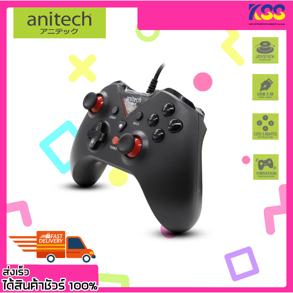จอยเกมส์คอมพิวเตอร์ Anitech J237BK Wired Controller Usb 2.0 สายยาว 2 ...