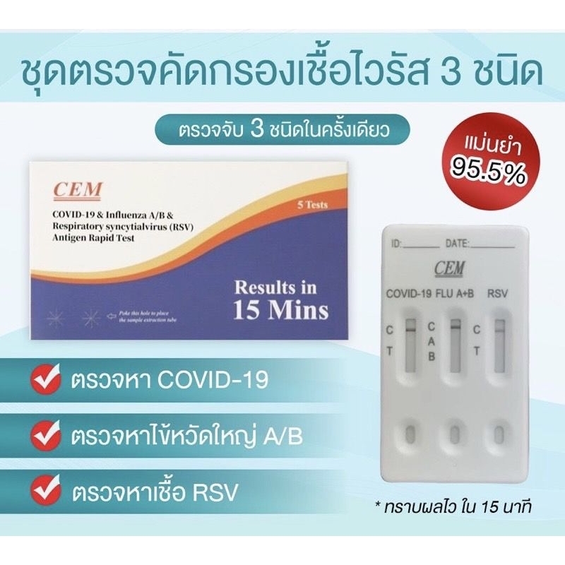 ชุดตรวจไข้หวัดใหญ่ ชุดตรวจRSV ชุดตรวจCOVID CEM Influ A/Influ B / RSV ...