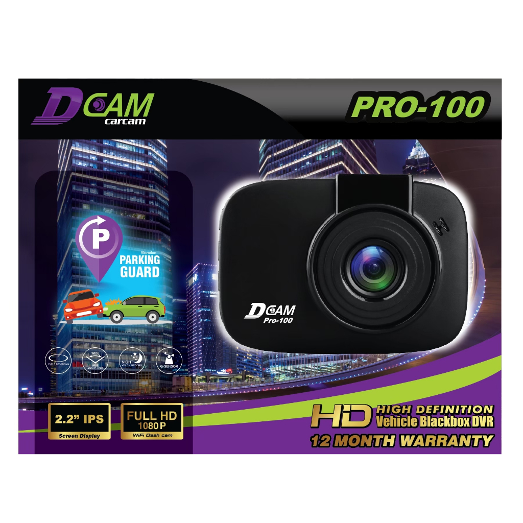 กล้องติดรถยนต์ DCAM รุ่น Pro-100 รับประกัน 12 เดือน แถม Micro SD card ...