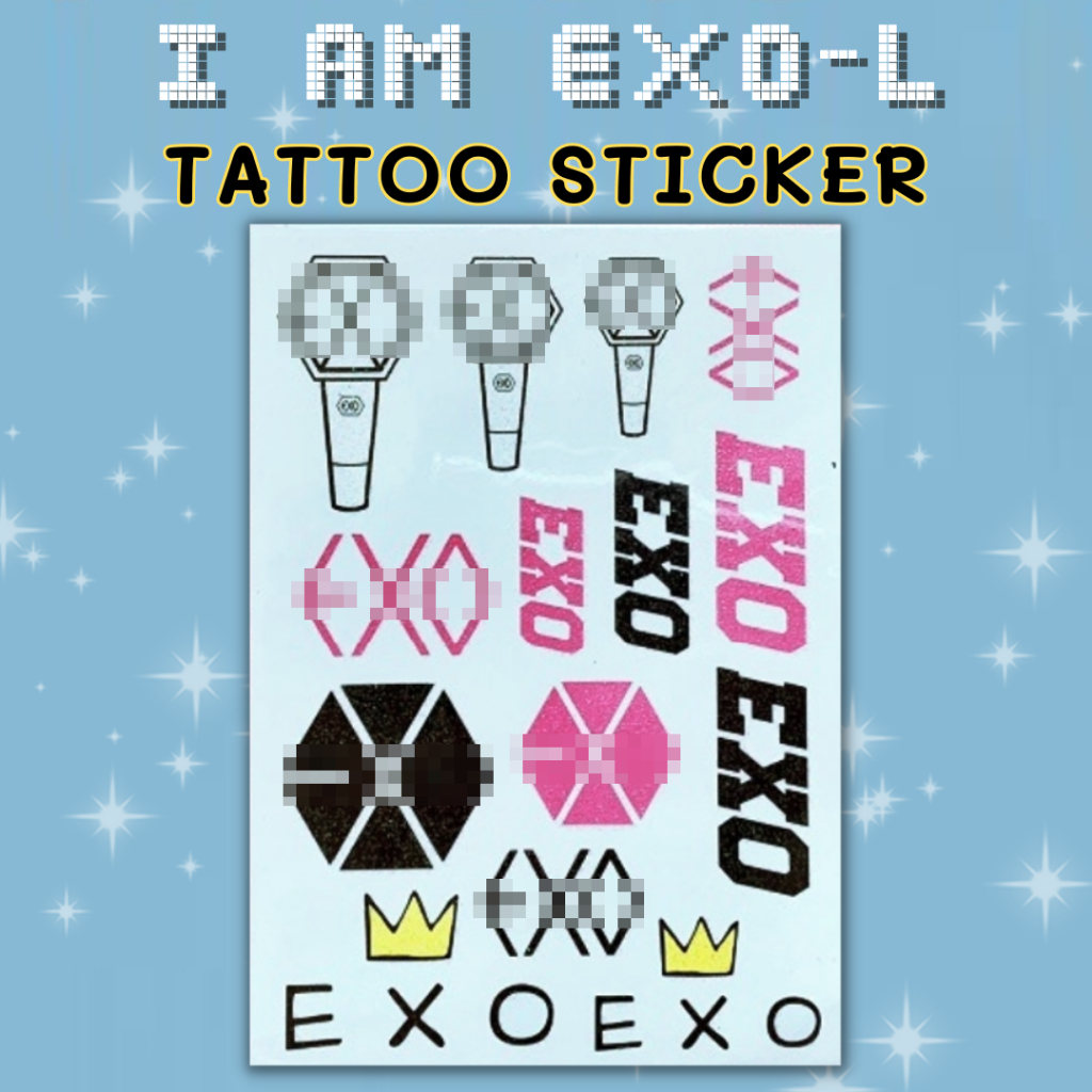 พร้อมส่ง Tattoo Sticker EXO แบบมี glitter วิ้งๆว้าวๆ | Shopee Thailand