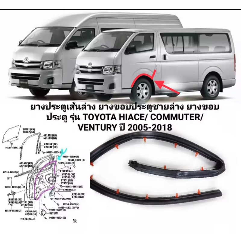 ยางขอบประตูชายล่างรถตุ้ COMMUTER KDH222/KDH200 ปี2005/2018 ของใหม่ตรง ...
