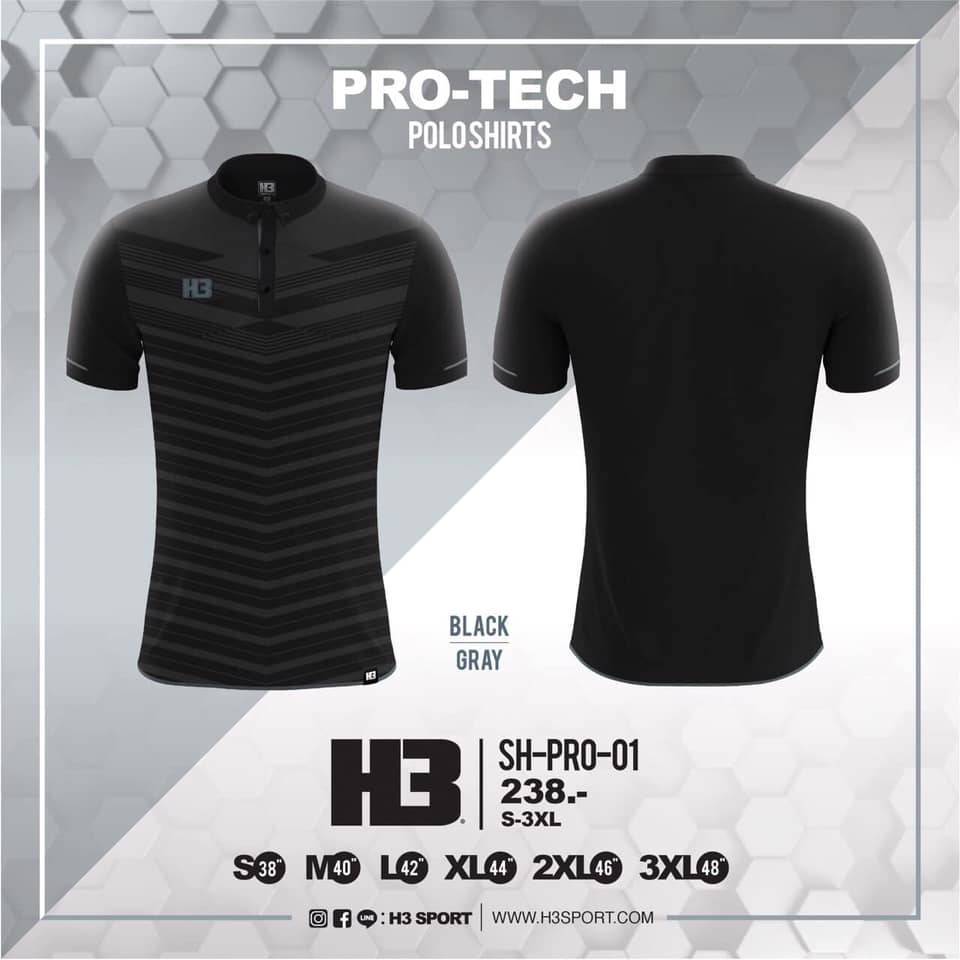 เสื้อโปโลกีฬา เสื้อโปโลเอชทรี H3 SPORT รุ่น SH PRO 01 ของแท้100% ...