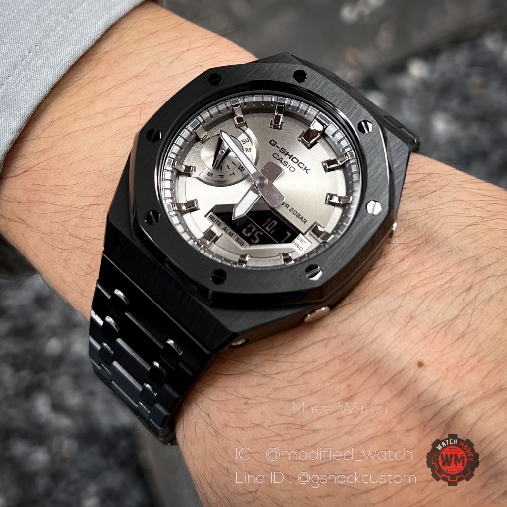 G-Shock Custom AP Casioak Black Steel Silver Dial New Arrival | Shopee ...