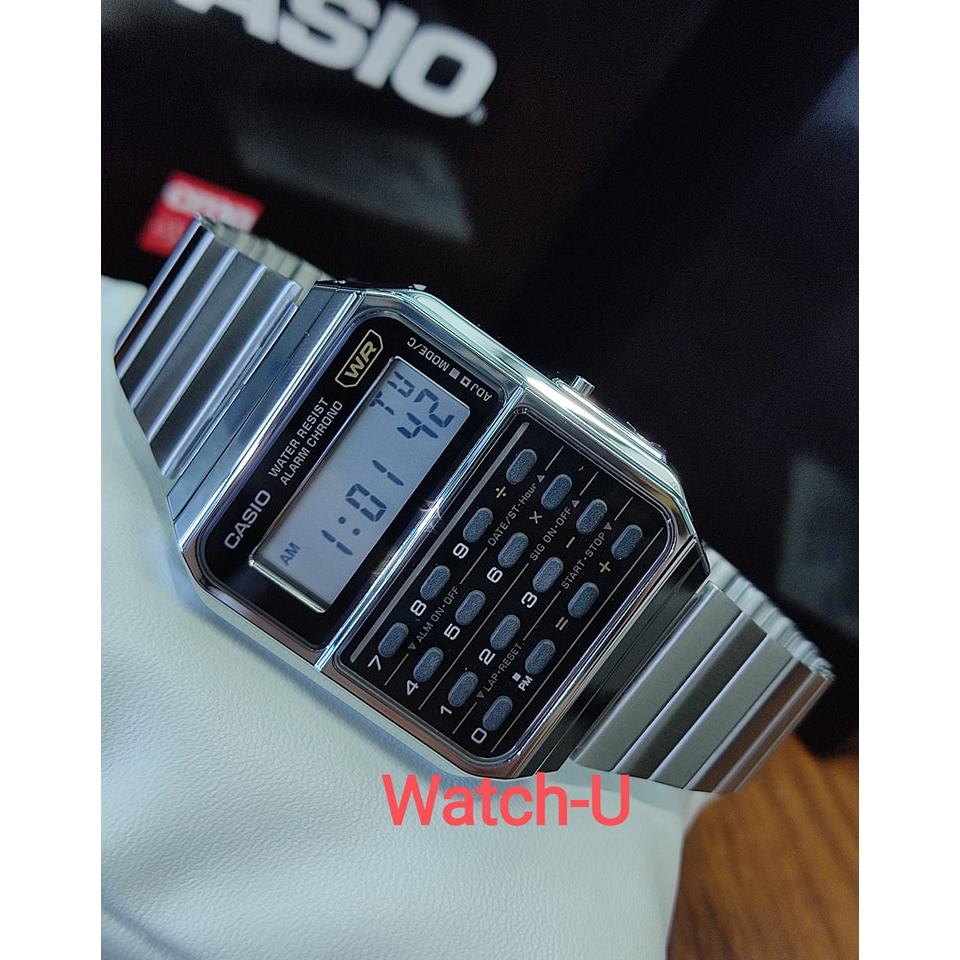 Casio Standard นาฬิกาข้อมือผู้ชาย เครื่องคิดเลข สายสแตนเลส CA-500 รุ่น CA-500WE-1A unisex ...