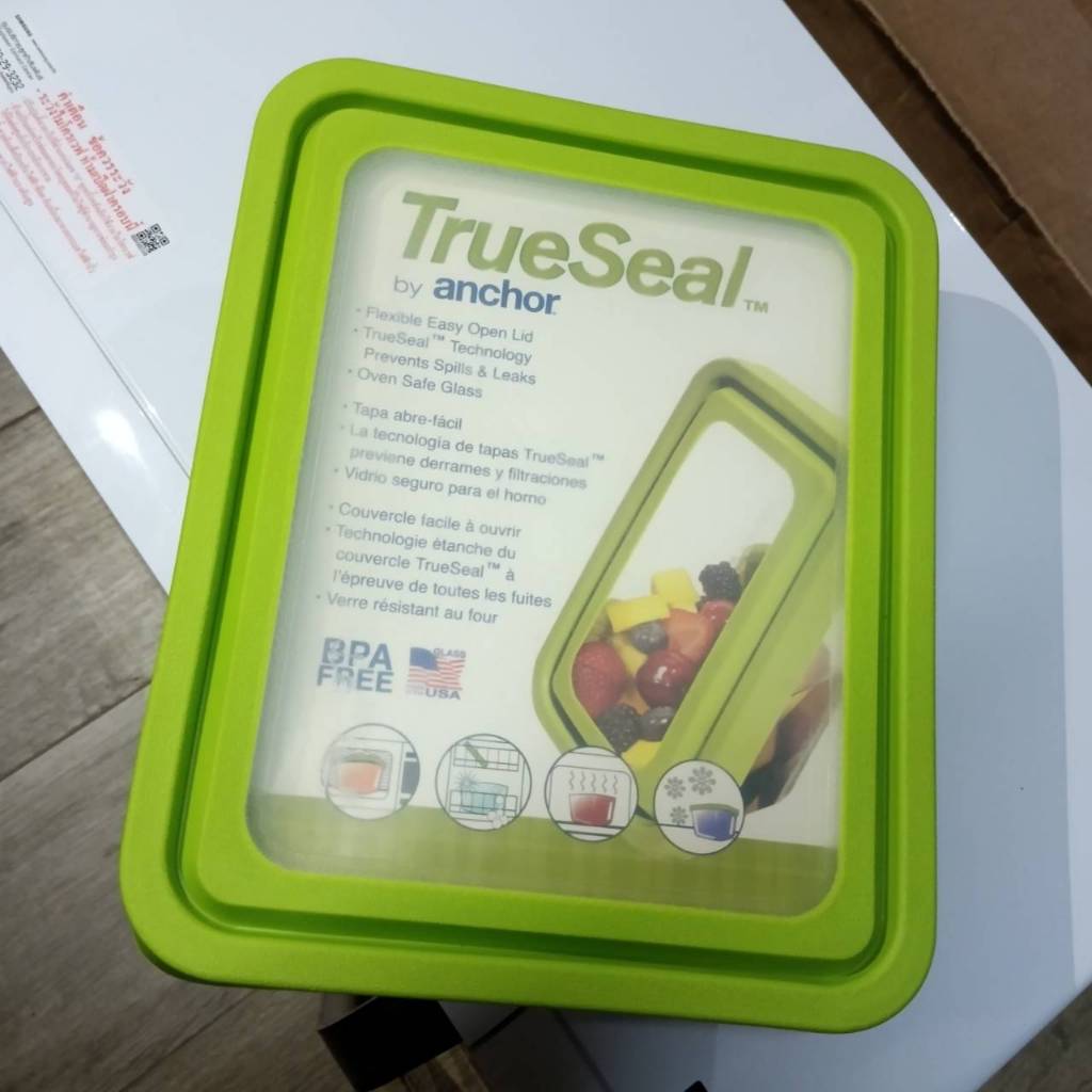 True Seal by anchor ภาชนะแก้วทรงสีเหลี่ยมสำหรับเข้าไมโครเวฟ ขนาด 2.6 L ...