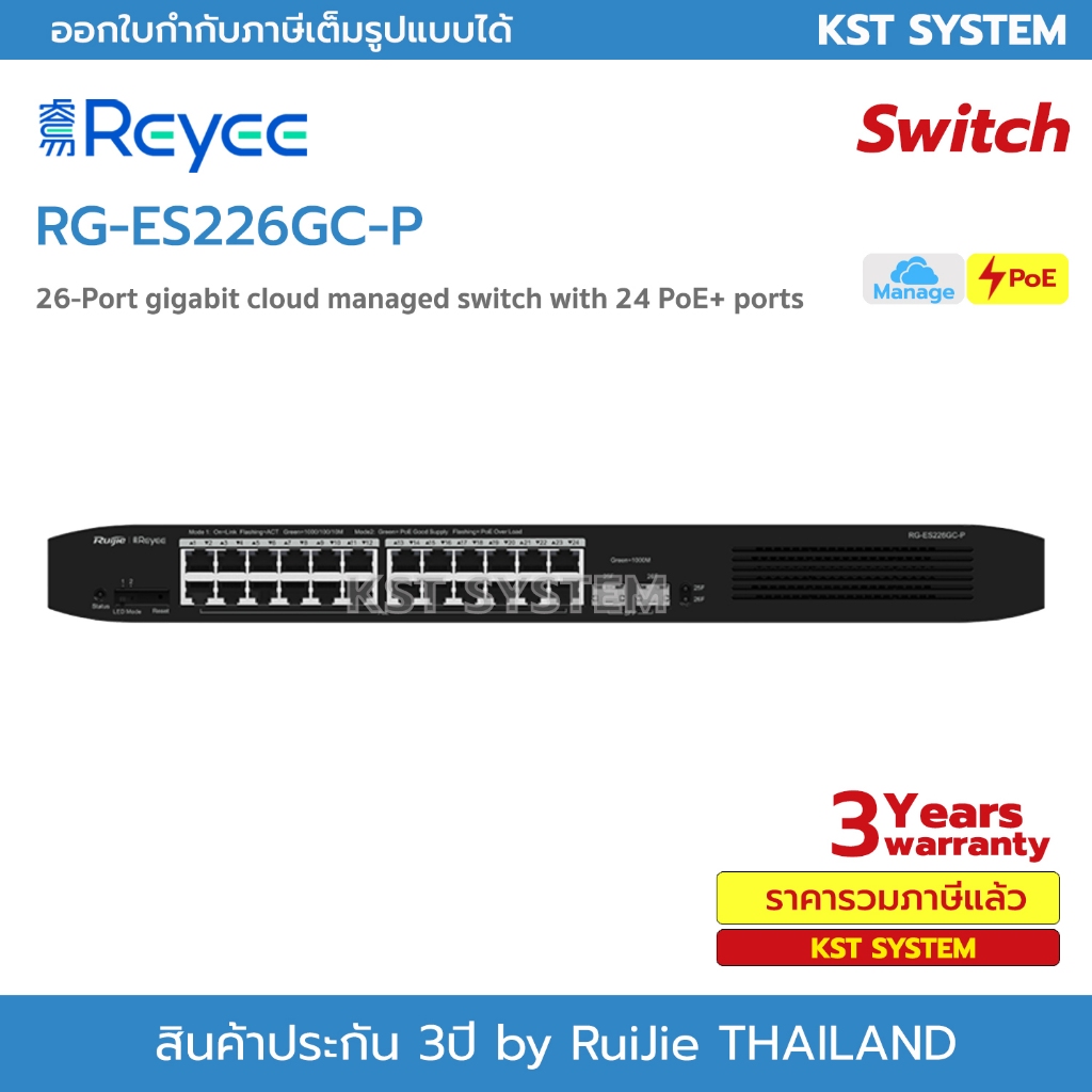 RG-ES226GC-P Reyee 26-Port Gigabit Smart Cloud Mananged PoE Switch ...