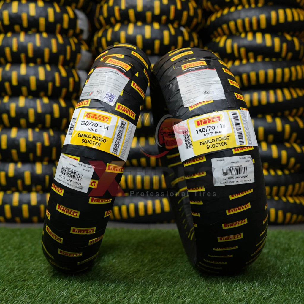 ยาง PIRELLI ขนาด 120/70-14 + 140/70-13 (จัดคู่หน้า+หลัง) !!!ฟรีจุ๊บลม ...