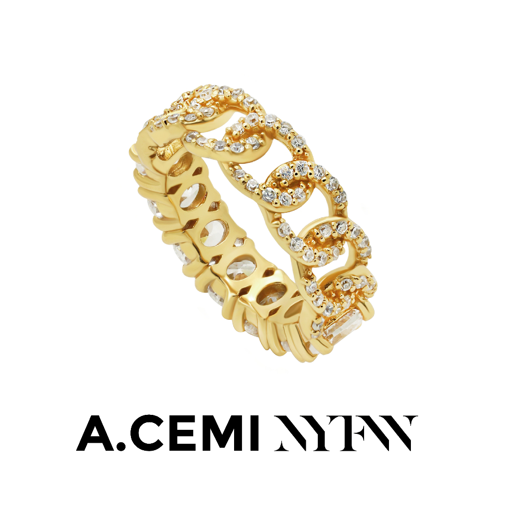 A.CEMI Chain Series 2 Ring (GD) แหวนเงินแท้ ชุบทอง 18K | Shopee Thailand