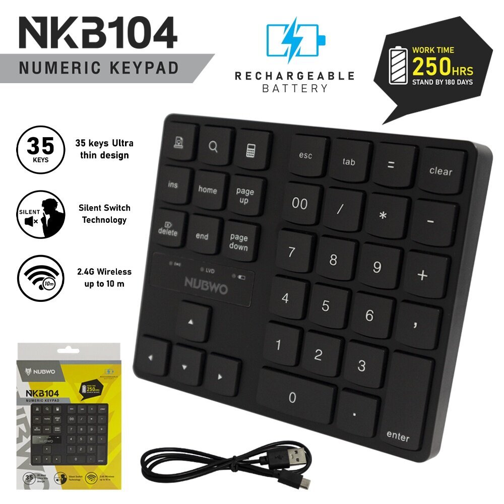 NUBWO NKB-104 WIRELESS NUMERIC KEYPAD รับประกัน 1ปี | Shopee Thailand