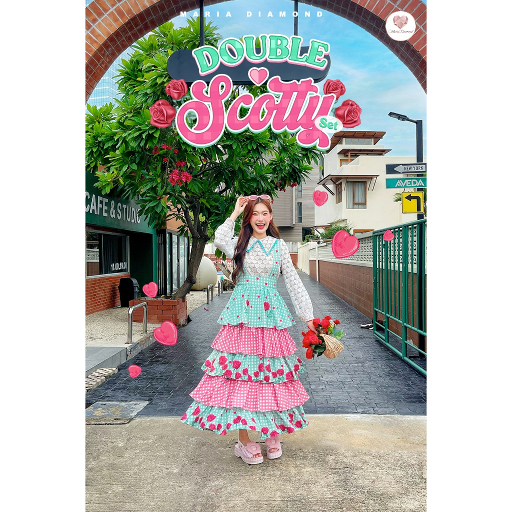 Double Scotty Set เซ็๋ต 2 ชิ้นเสื้อเชิ้ตหัวใจ + เอี๊ยมเดรสสก็อต ชุดนี้ ...