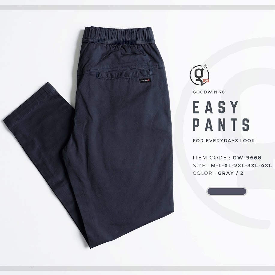 GOODWIN - 9668 EASY PANTS กางเกงขายาว ผู้ชายผ้ายืด ทรงขาเต่อ เอวยืดมีเชือกผูก | Shopee Thailand