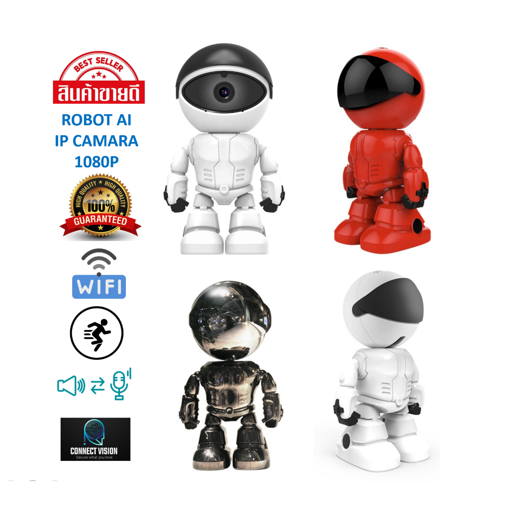 หุ่นยนต์ AI กล้องวงจรปิดไร้สาย 1080P การติดตามอัตโนมัติ เสียง PTZ มอง ...