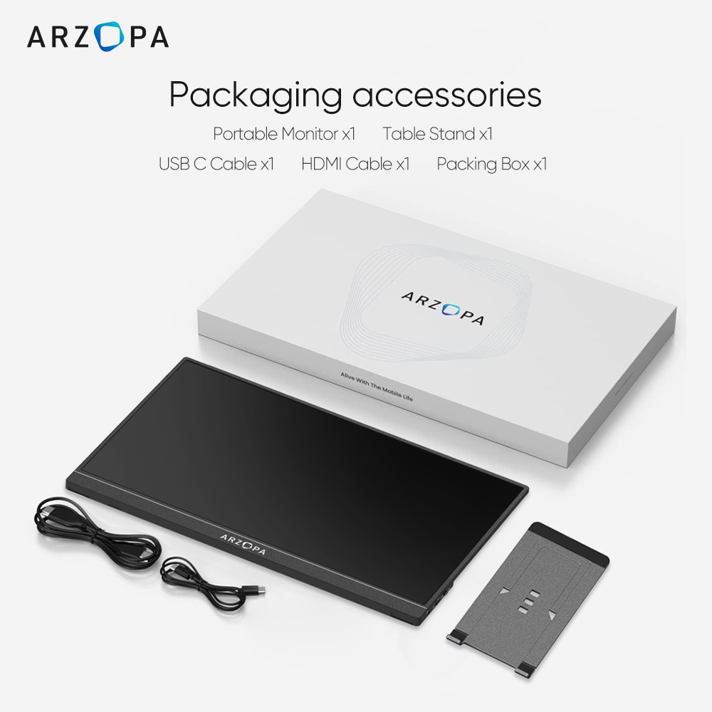 Arzopa Portable Monitor,15.6'' FHD 1080P Portable Laptop Monitor IPS ...