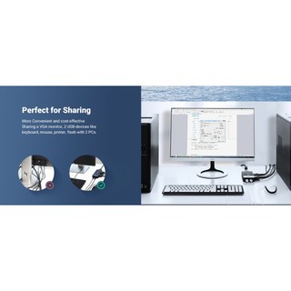 UGREEN 30357 VGA KVM Switch V with 2 Ports USB ABS case รุ่น 30357 ...