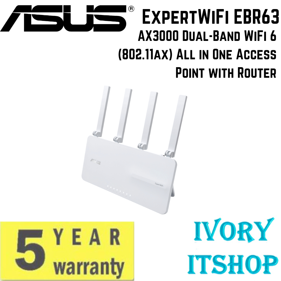 Asus ExpertWiFi EBR63 AX3000 Dual-Band WiFi 6 (802.11ax) All in One ...