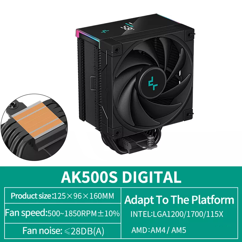 Heatsink Deepcool Ice Cube AK500 Black & White Tower CPU Cooler 5 Heatpipe AMD/Intel | Shopee ...