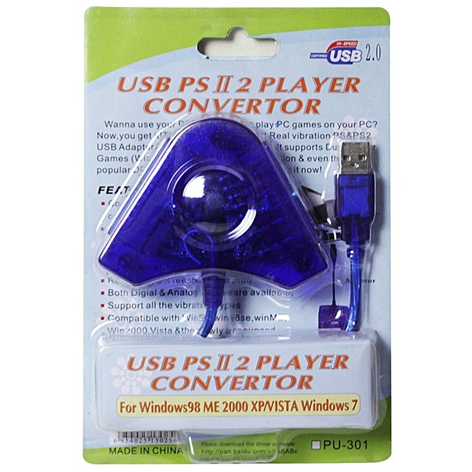 ตัวแปลงจอย PS2 เป็น USB สีฟ้า( Converter Adapter Playstation Joystick ...