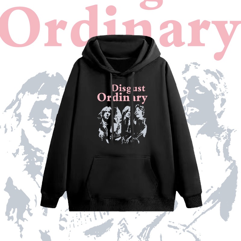 เสื้อฮู้ดแขนยาว Disgust Ordinary สีดำและสีขาว | Shopee Thailand