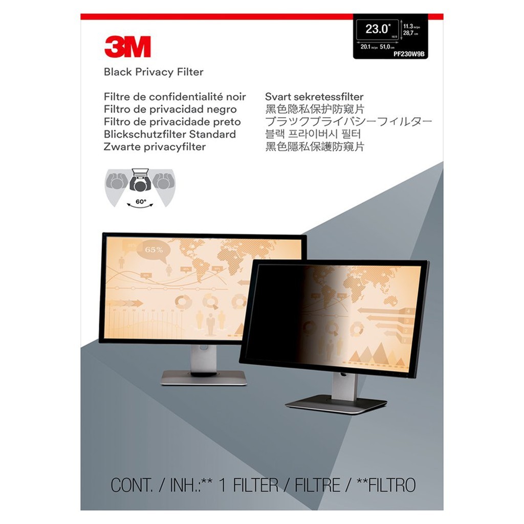 3M Privacy Filter ขนาด 23.0 นิ้ว แผ่นกรองแสงป้องกันการแอบมองจากด้านข้าง ...
