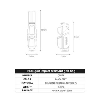 กระเป๋ากอล์ฟ PGM สีเทาดำ วัสดุ PU กันน้ำ (QB134) Golf Bag PGM สามารถใช้งานได้ทั้งชายและหญิง ...