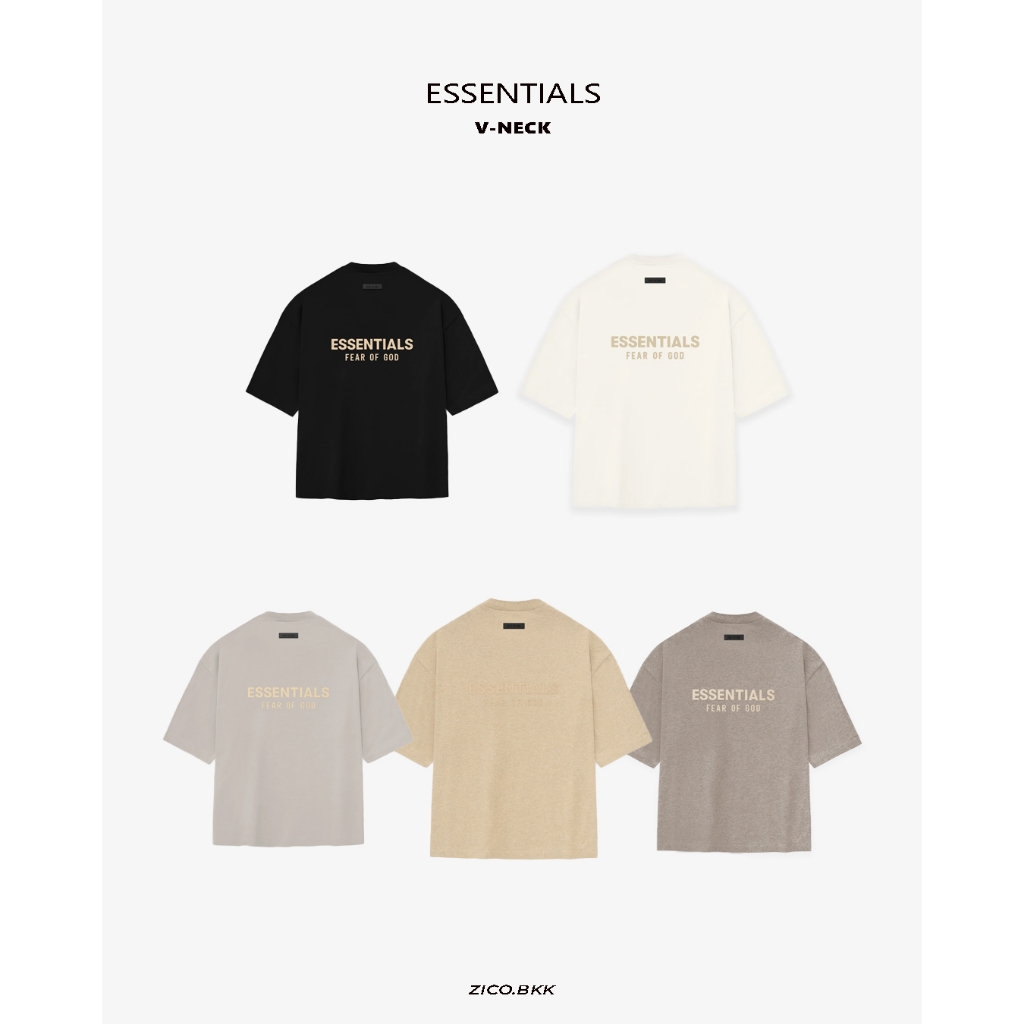 Fear of God Essentials V-Neck Tee (FW23) | Shopee Thailand