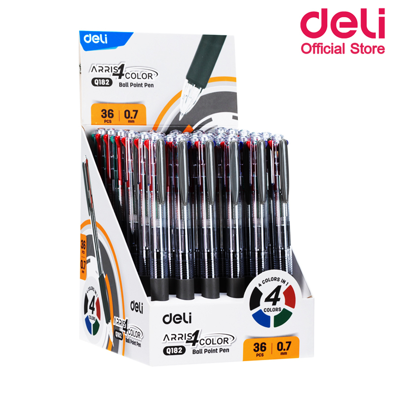 ปากกากด 4 สี เดลลี Deli Q182 four-color ballpoint pen 0.7 mm. | Shopee ...