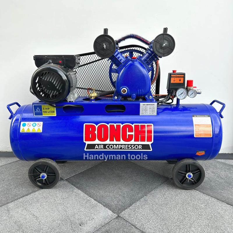 BONCHI ปั๊มลม ปั๊มลมโรตารี่ ถังลม ปั๊มลมสายพาน ขนาด 100 ลิตร มอเตอร์ 2 ...